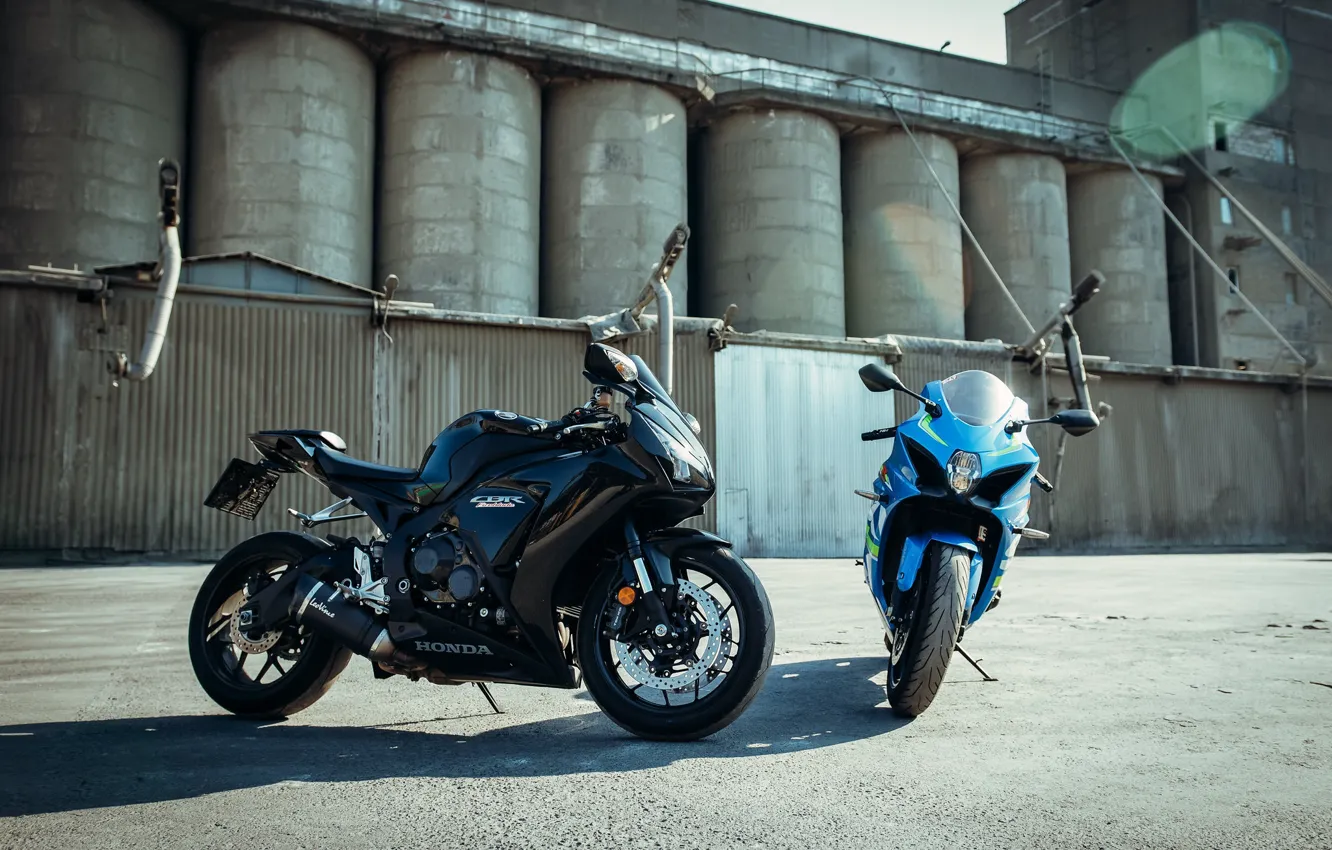 Wallpaper Suzuki, Honda, Blue, Black, GSX-R1000, CBR1000RR-R, Front ...