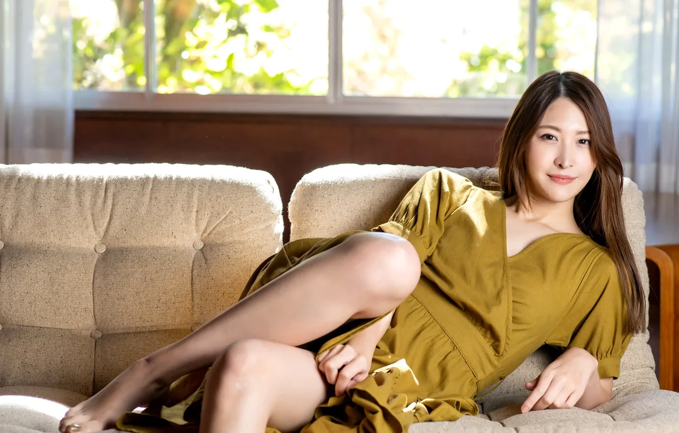 Wallpaper woman, model, pretty, sofa, japanese, Mai Kanami for mobile and desktop, section ...