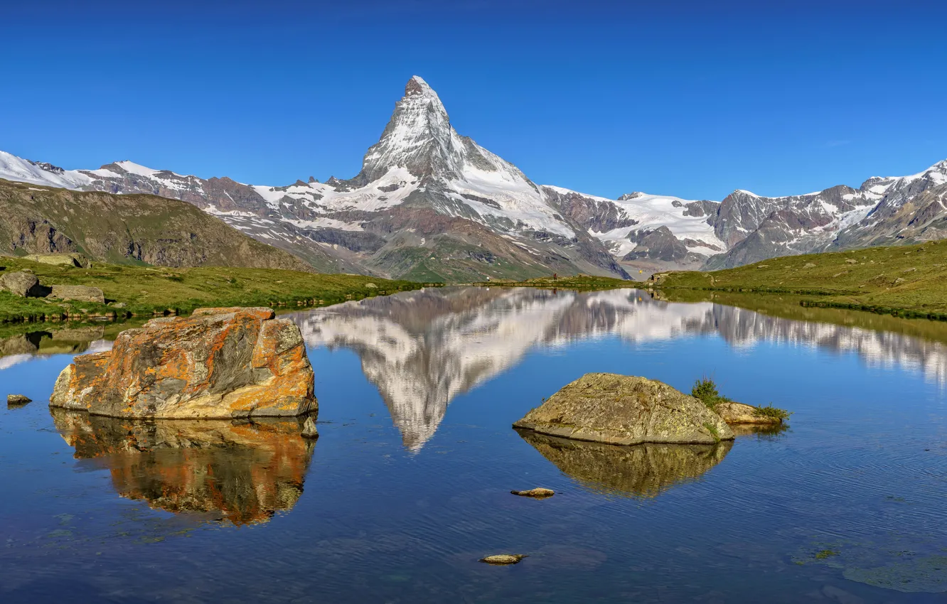 Wallpaper lake, Switzerland, Alps, Matterhorn, gorya for mobile and ...