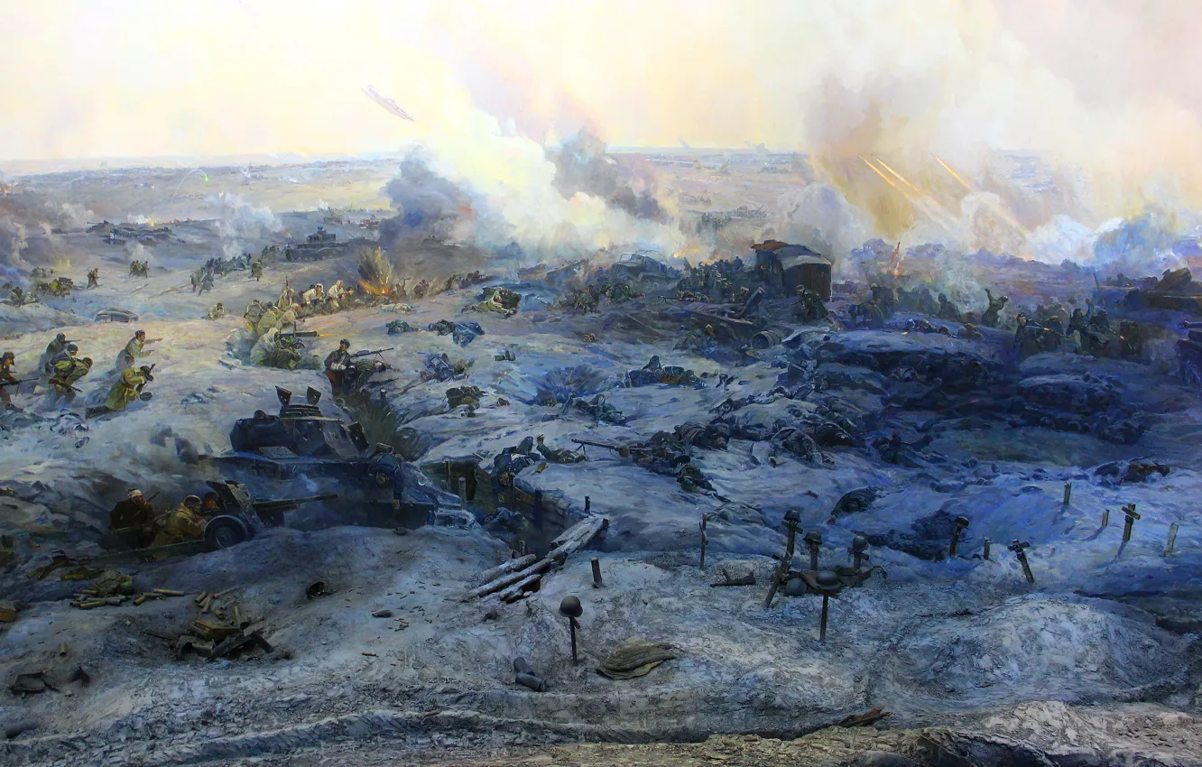 Wallpaper Winter, Snow, War, Panorama, Picture, Soldiers, Fragment ...