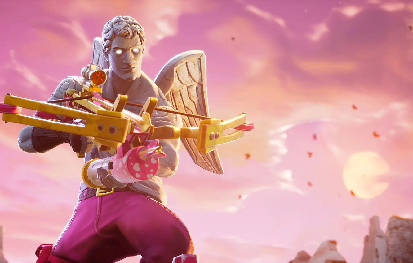 Wallpaper weapons, pink background, character, Fortnite for mobile and ...
