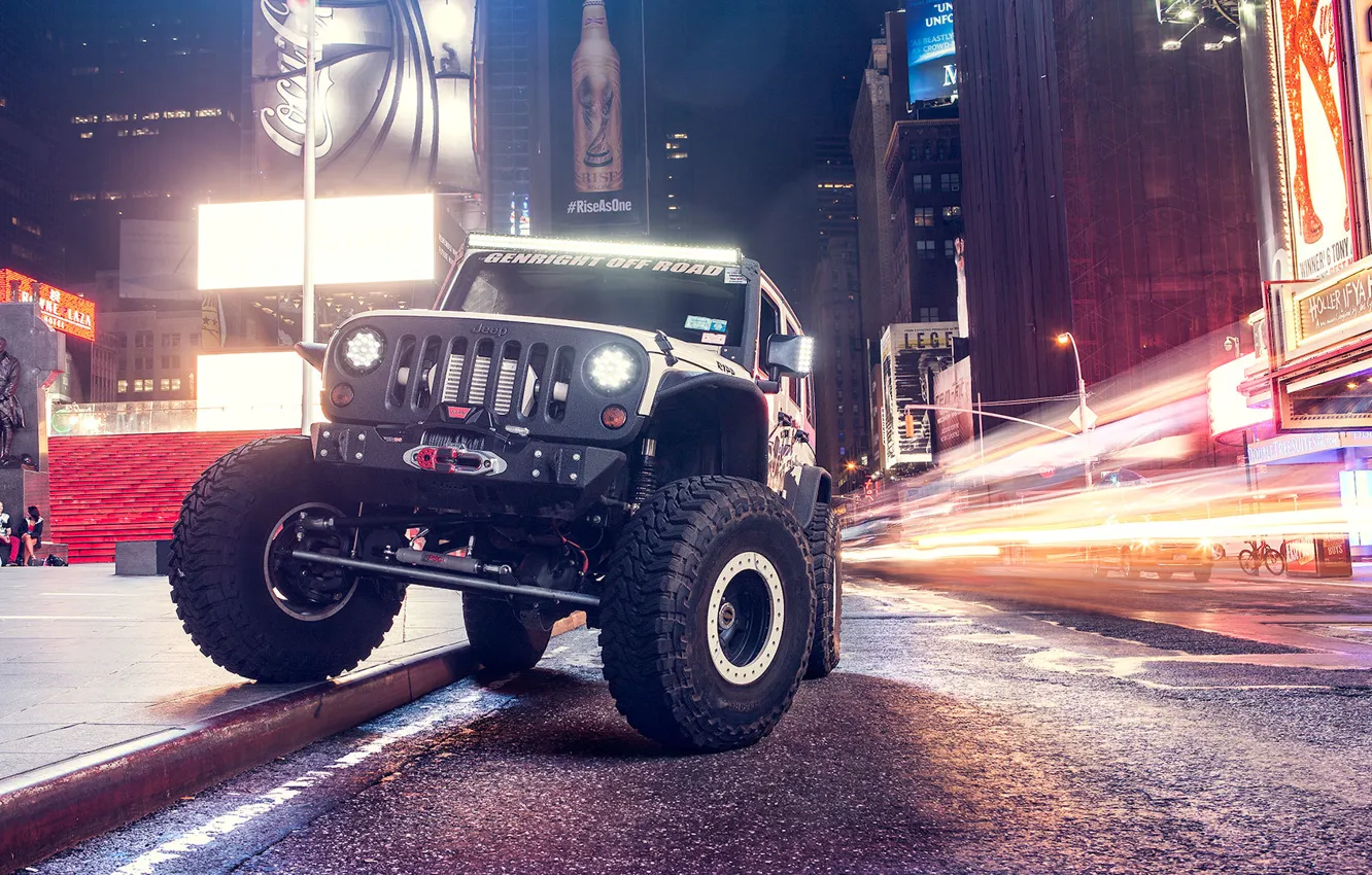 Wallpaper car, night, street, tuning, SUV, Supercharged, Jeep Wrangler ...