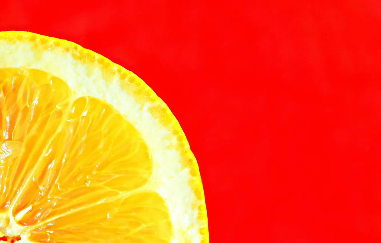 Wallpaper macro, lemon, minimalism, slice, red background for mobile ...