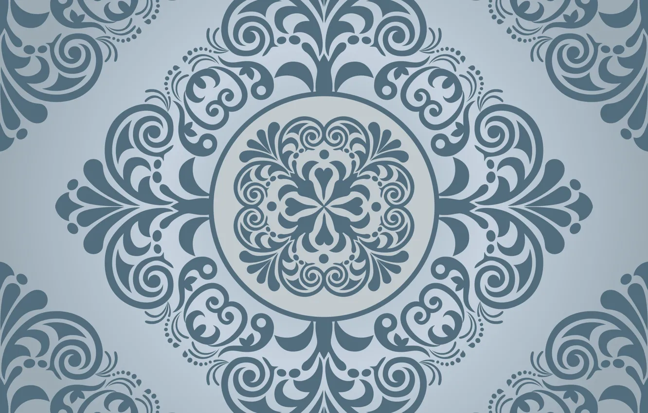 Wallpaper grey, pattern, texture, ornament, style, blue, vintage ...