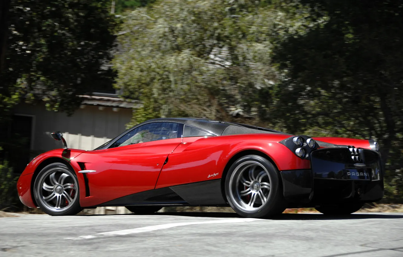 Wallpaper red, supercar, red, Pagani, supercar, street, Pagani, wire ...