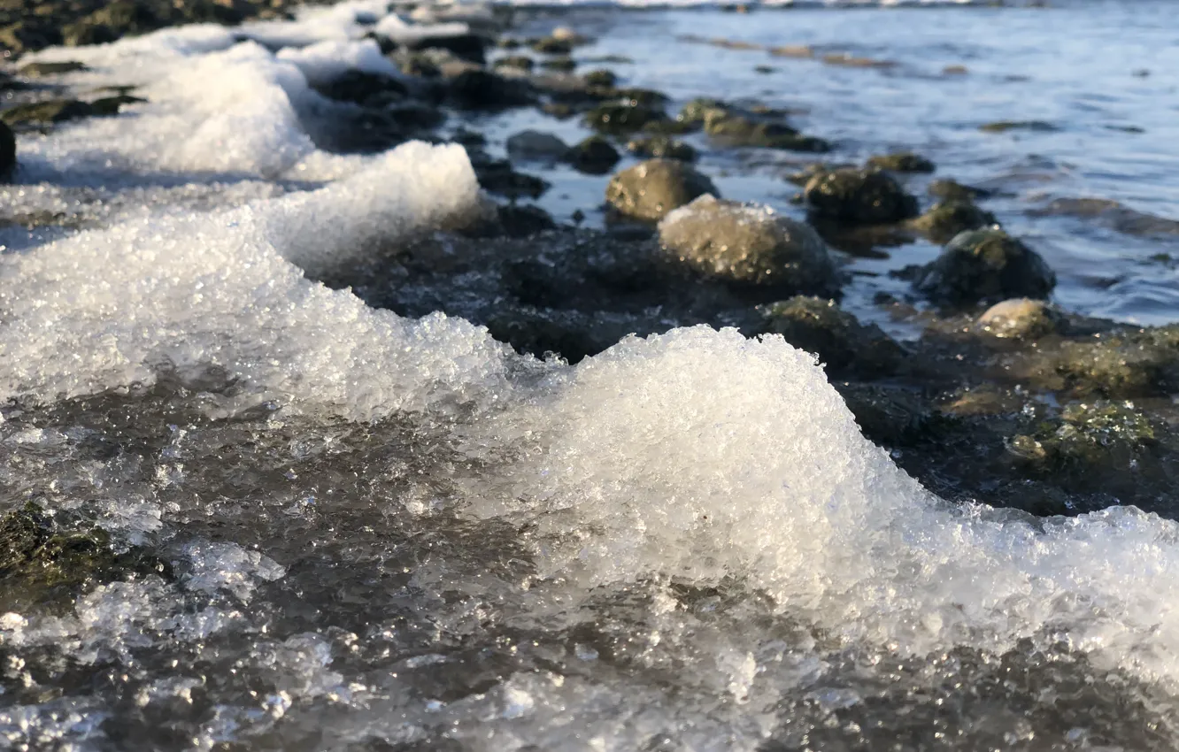 Wallpaper sea, snow, frost for mobile and desktop, section природа ...