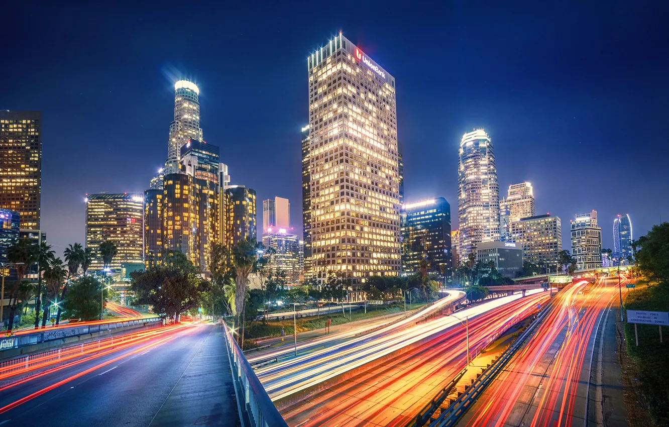 Wallpaper night, the city, lights, USA, Los Angeles for mobile and ...