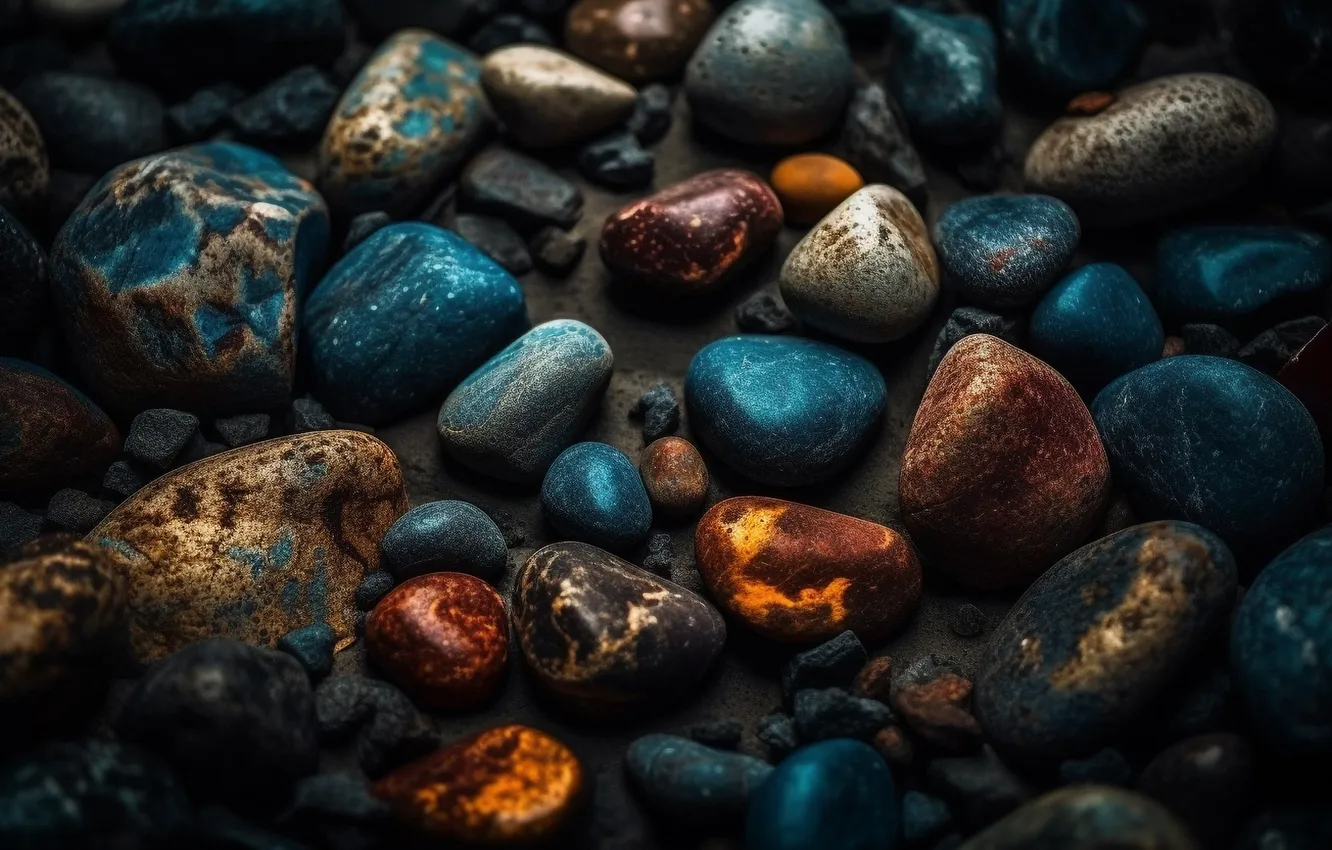 Wallpaper pebbles, the dark background, stones, texture, stones ...