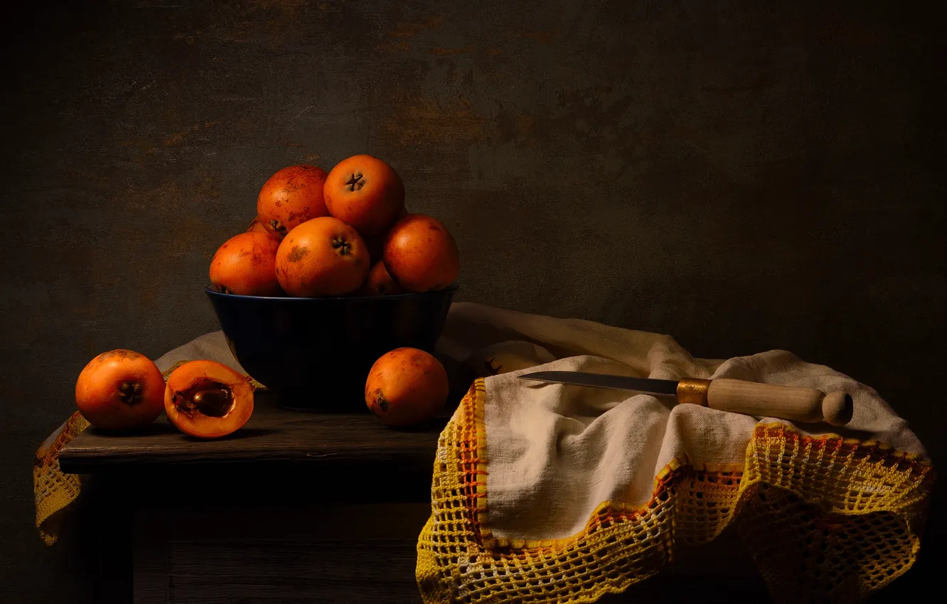 Wallpaper the dark background, still life, table, fruit for mobile and ...