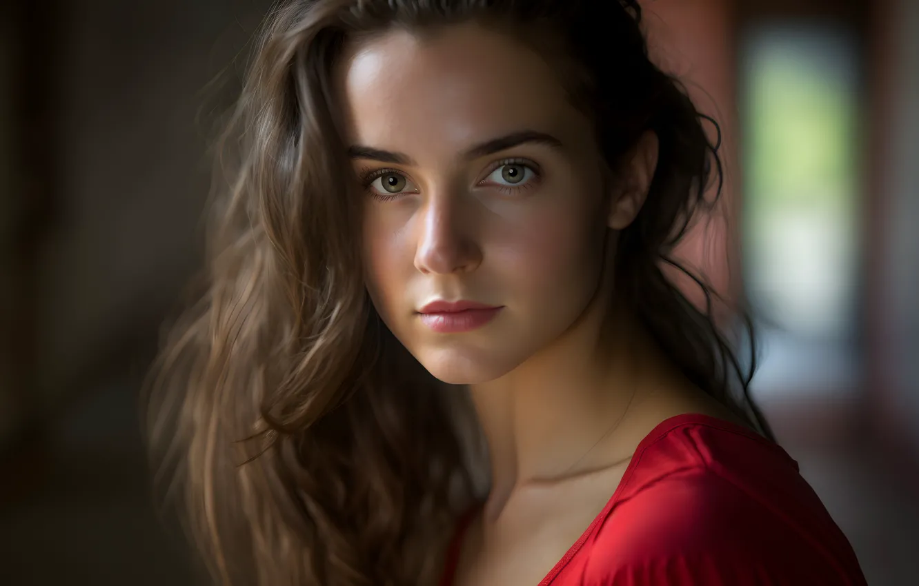 Wallpaper face, hair, portrait, red dress, face, hair, red dress ...