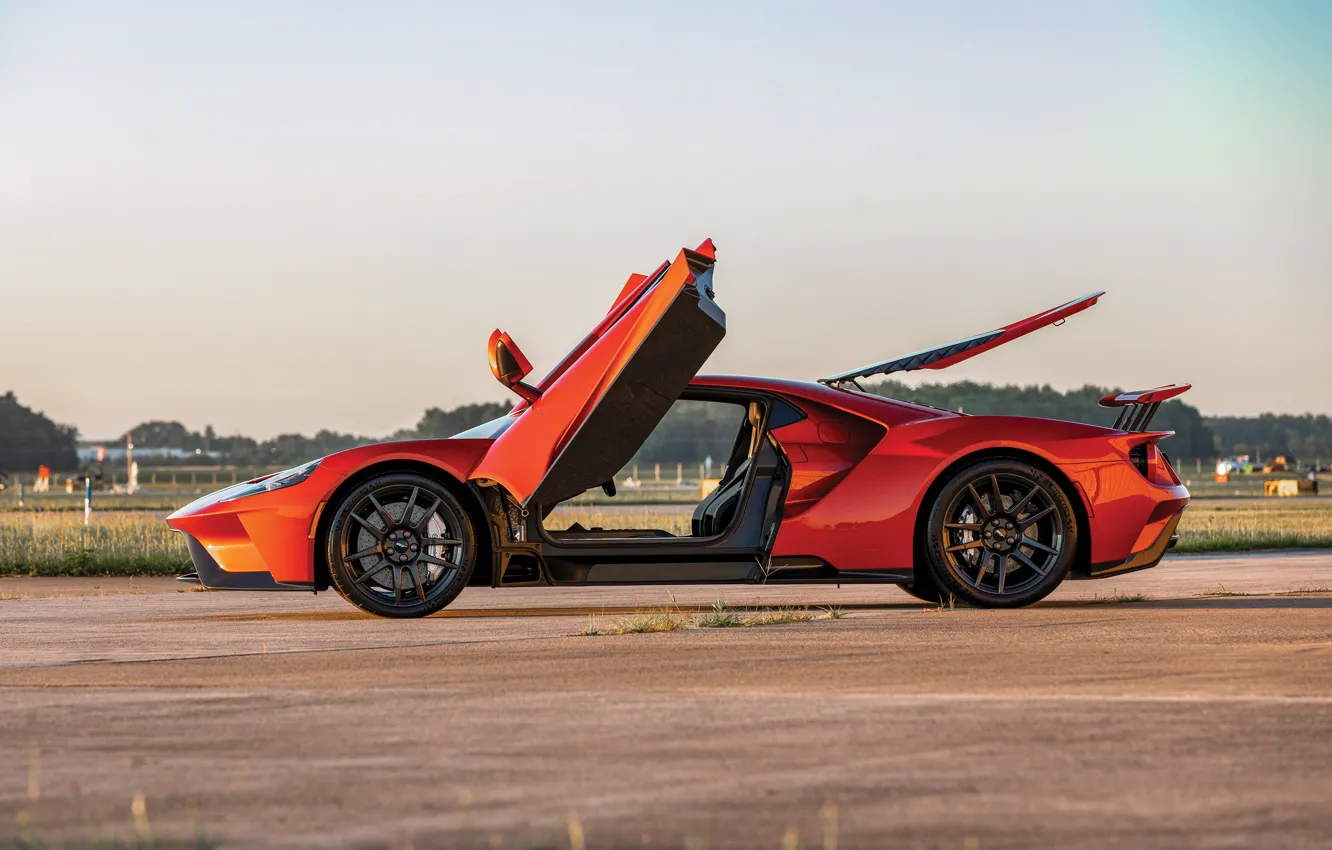 Wallpaper sunset, Ford, the evening, supercar, Ford GT, side view, 2017 ...