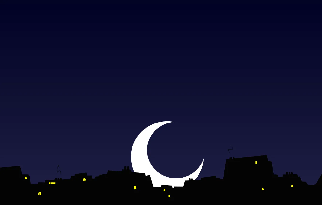 Wallpaper the sky, night, the city, lights, the moon, Windows, home, a ...