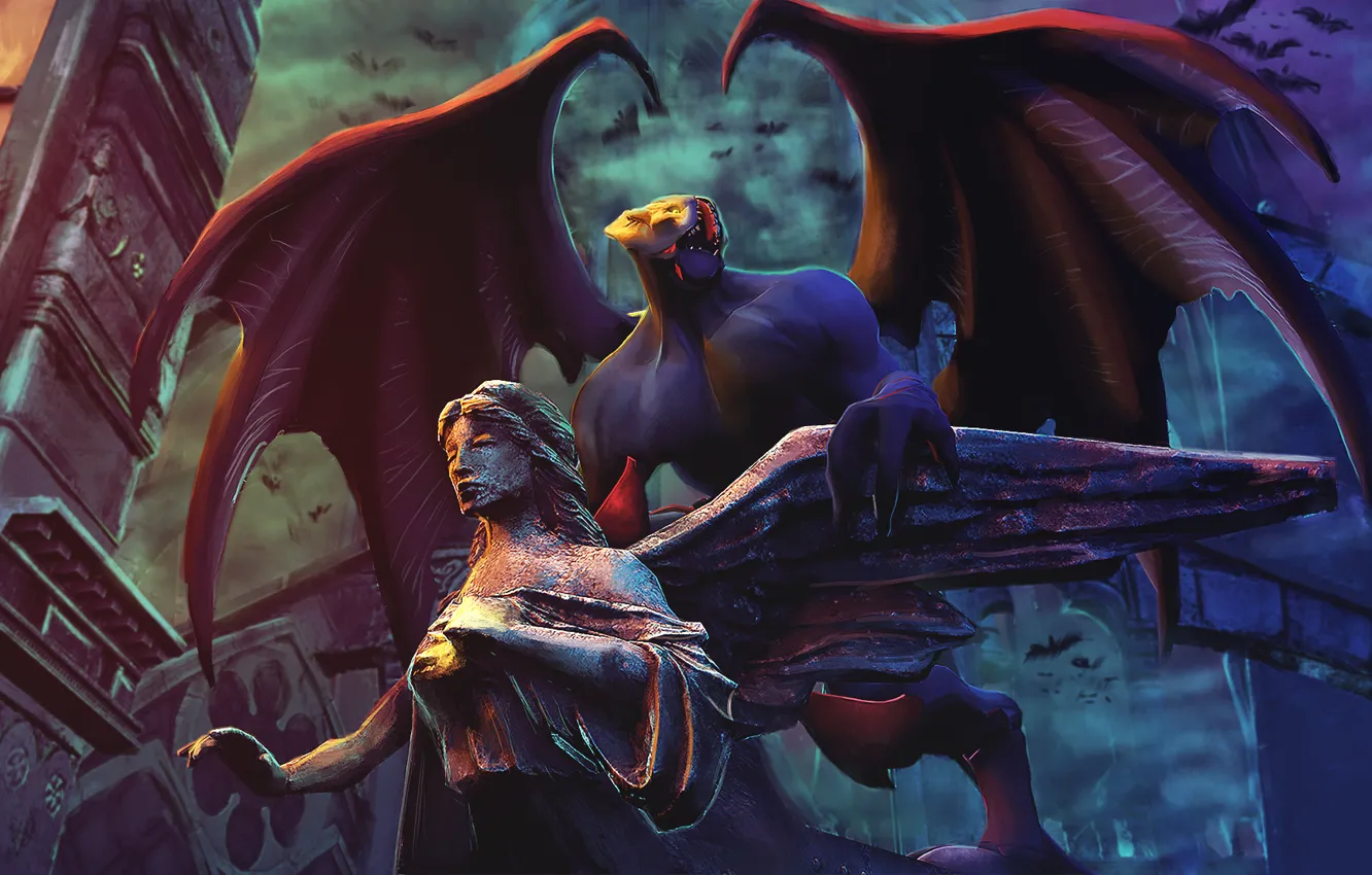 Wallpaper wings, art, statue, dota 2, night stalker, balanar images for ...