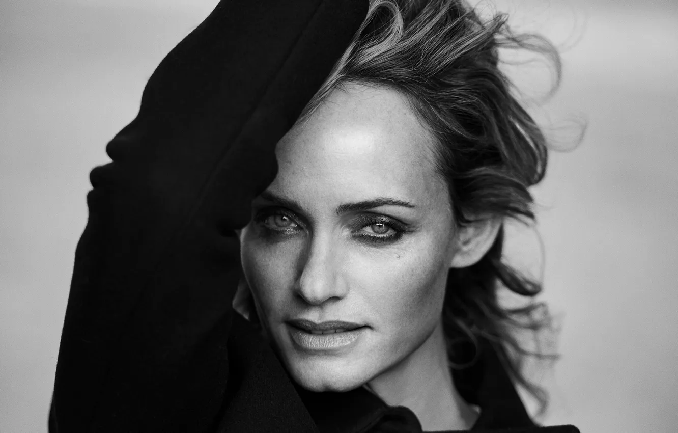 Wallpaper look, model, actress, black and white, Amber Valletta, Amber ...