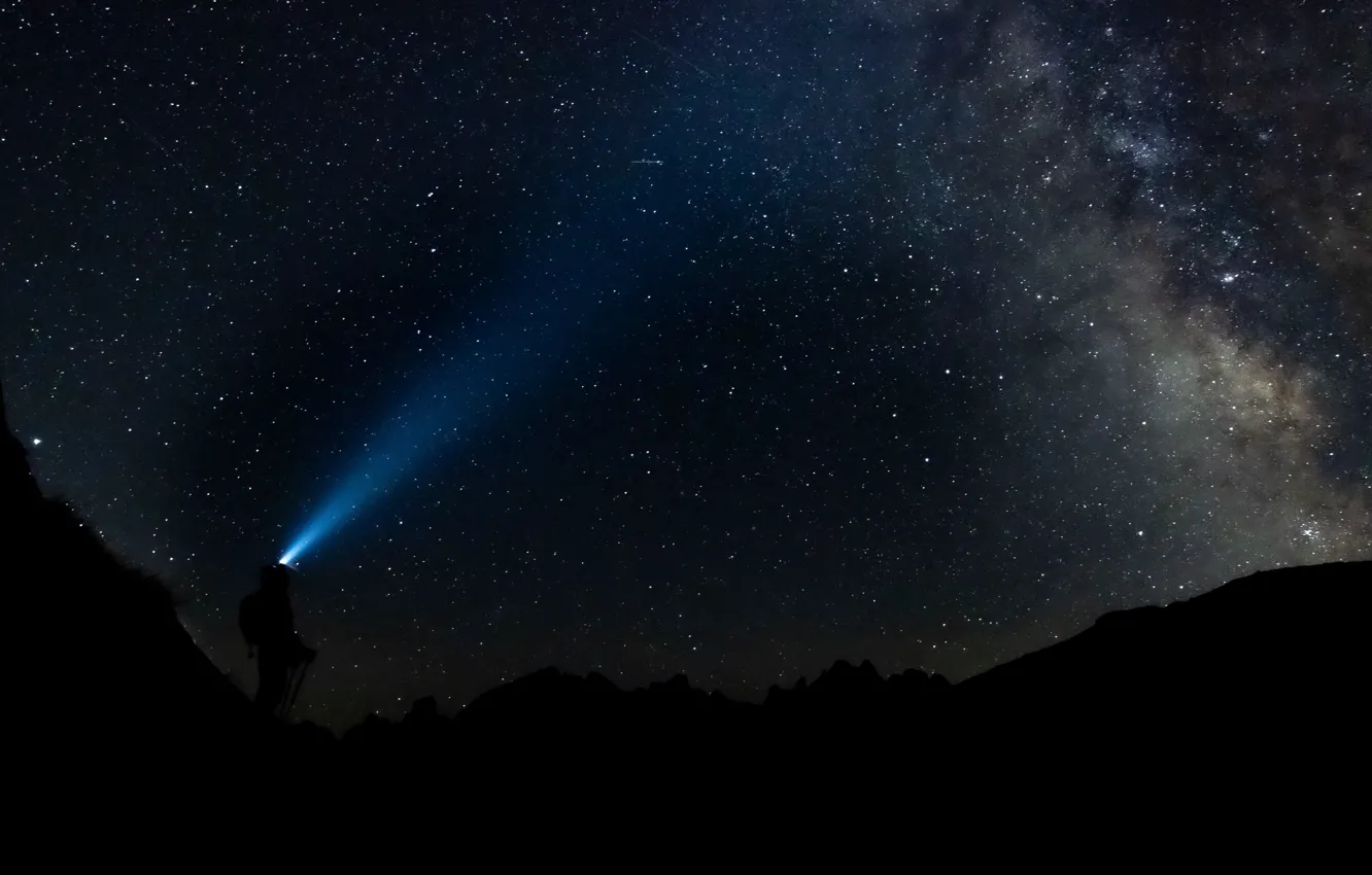 Wallpaper sky, nature, night, stars, Milky Way, flashlight, Fran Couto ...