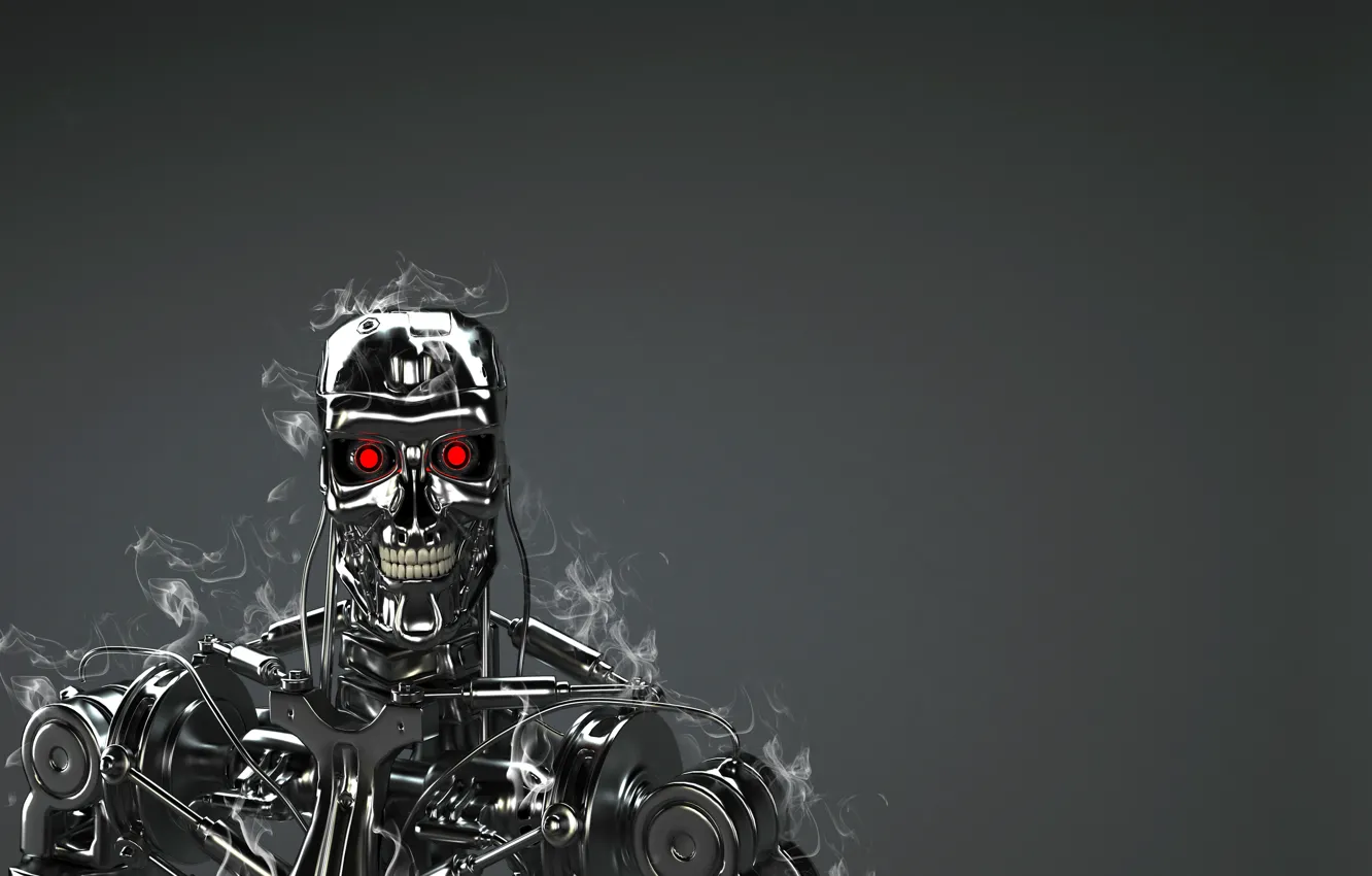 Wallpaper robot, red eyes, Terminator, T-800, technology for mobile and ...