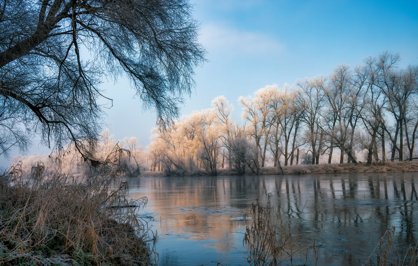 Wallpaper winter, river, morning for mobile and desktop, section природа, resolution 6048x4024 ...