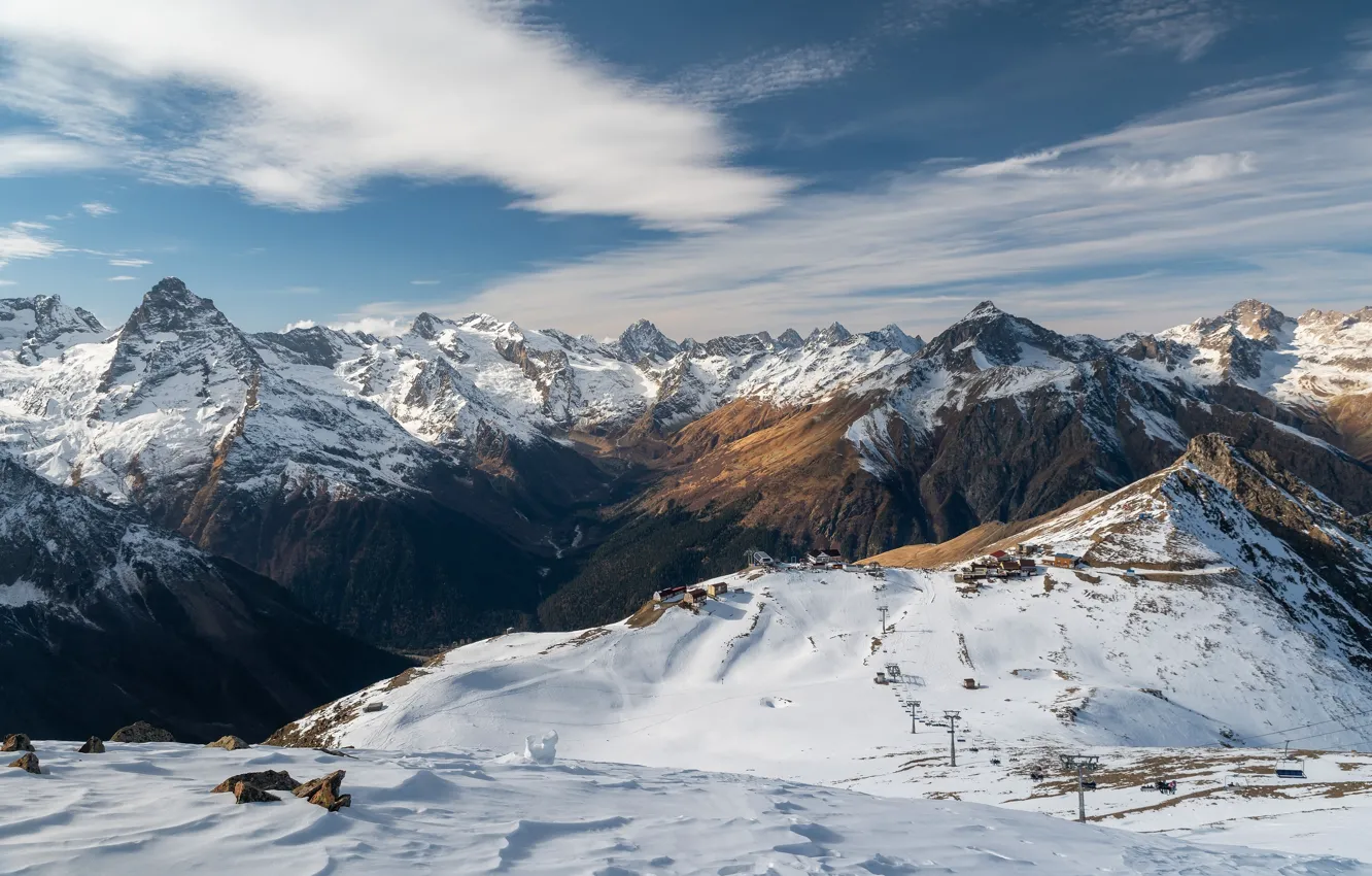 Wallpaper sky, landscape, nature, mountains, clouds, snow for mobile ...