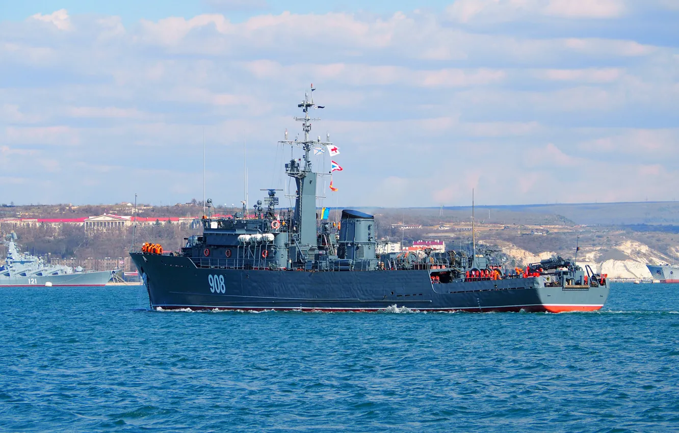 Wallpaper sea, minesweeper, Vice Admiral Zakhar'in for mobile and ...