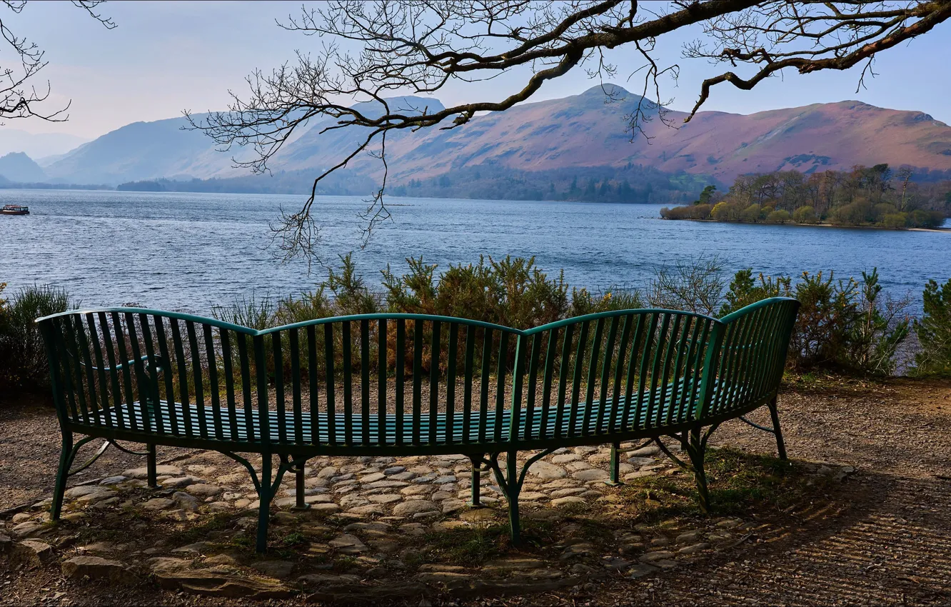 Wallpaper sea, landscape, bench, nature, view, beauty, landscape ...