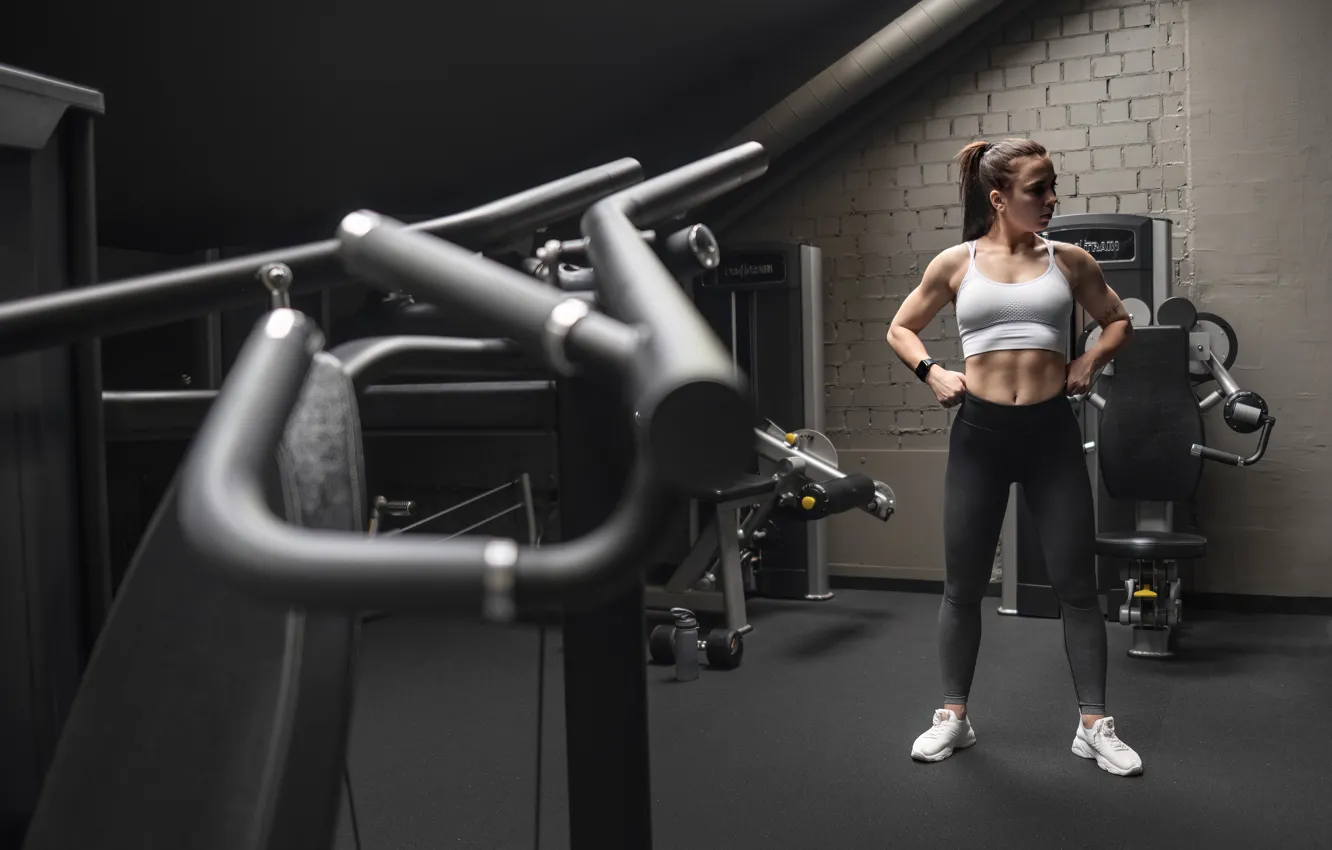 Wallpaper woman, with, fitness, visible, abs, doing for mobile and ...