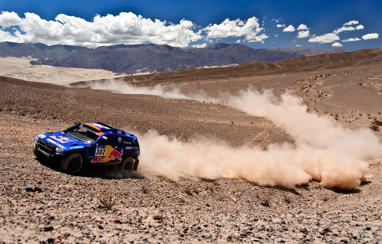 Wallpaper the sky, mountains, smoke, Volkswagen, Volkswagen, Dakar ...