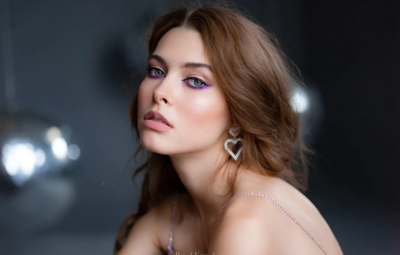 Wallpaper look, girl, face, portrait, makeup, shoulders, Pavel Ermakov, Polina Popova for mobile ...