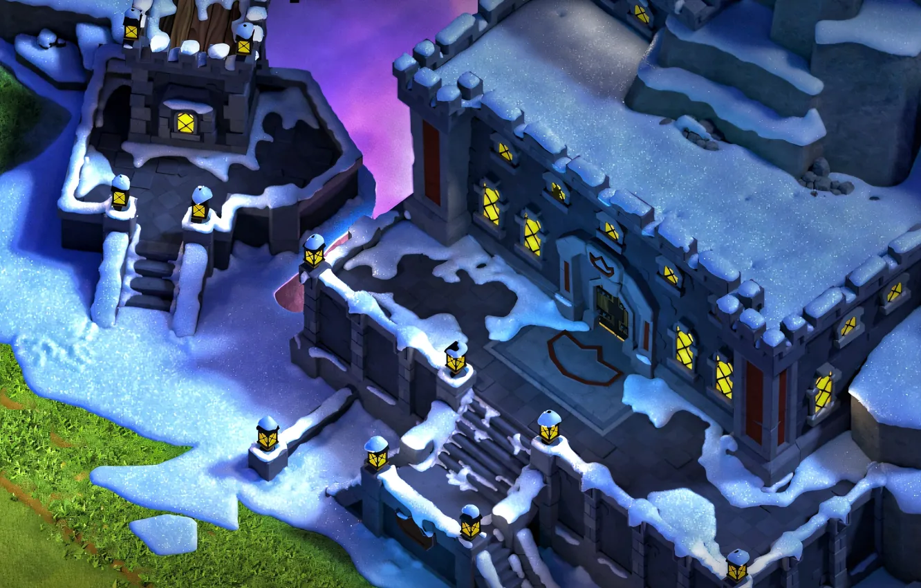 Wallpaper Android, Games, Winter, Snow, Castle, Scenery, Clan, Clash of ...