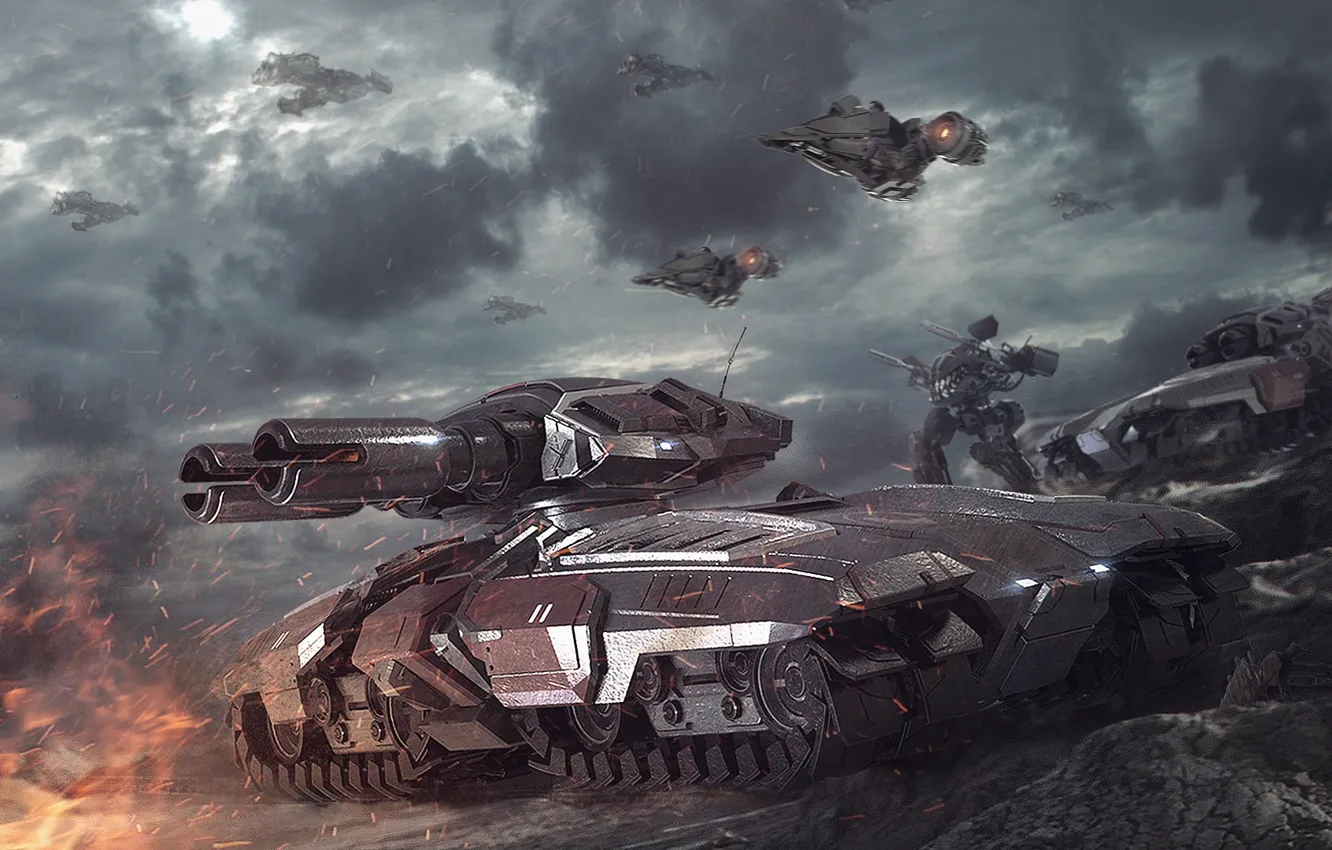 Wallpaper tank, starcraft, battle, StarCraft, cruiser, strategy, Terran ...