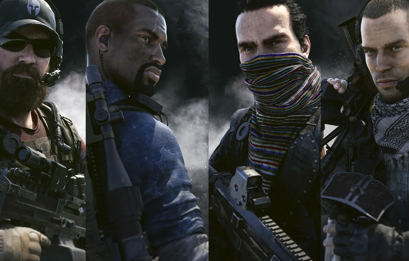 Wallpaper look, weapons, smoke, watch, headphones, mask, team, cap ...