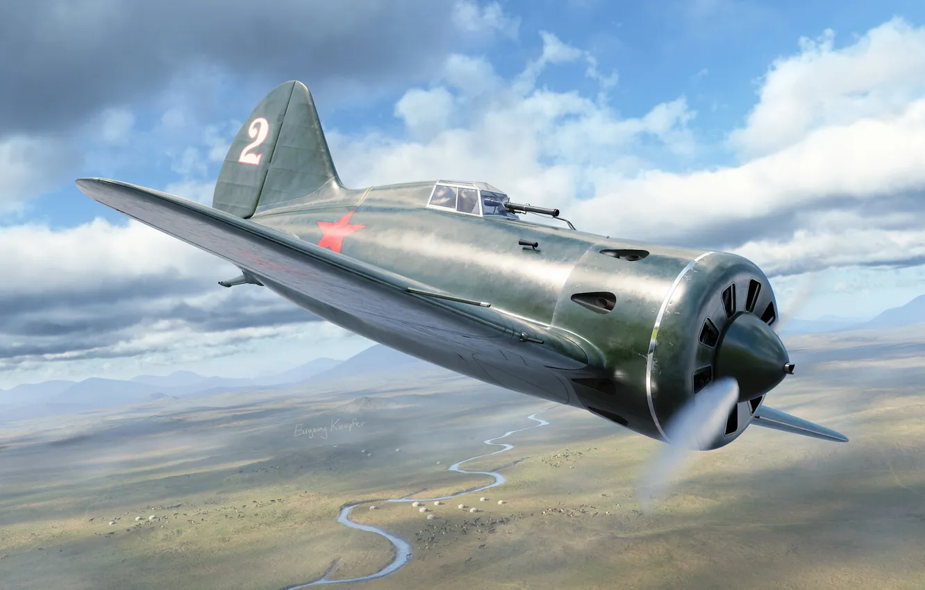 Wallpaper fighter, USSR, -16, THE RED ARMY AIR FORCE, Eugene Knupfer, Polikarpov I-16 Type 5 ...