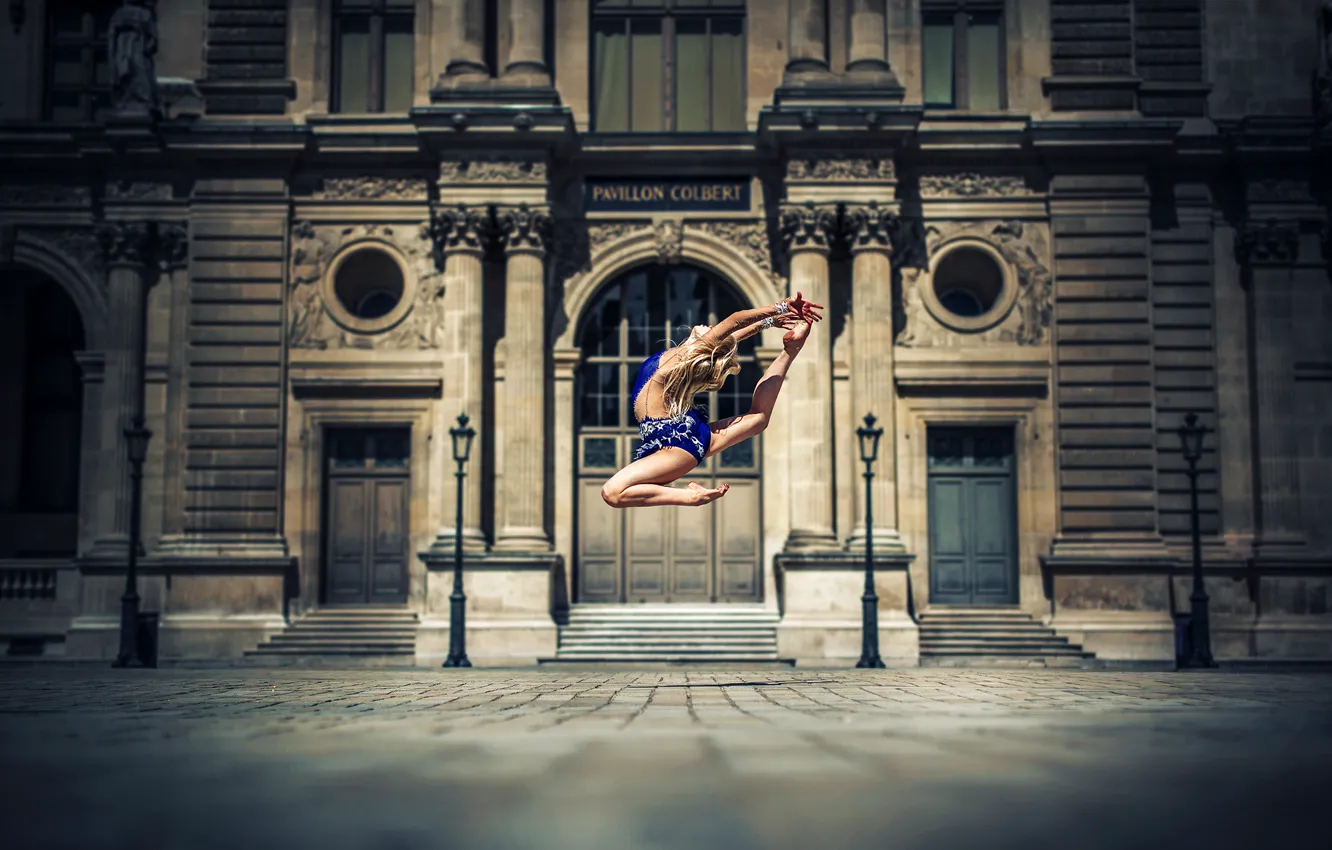 Wallpaper girl, Stretch, woman, jump, model, street, blonde, female for ...