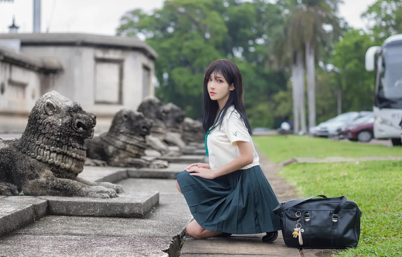 Wallpaper Beautiful, Asian, Model, Street, Woman, Pretty, Statue ...