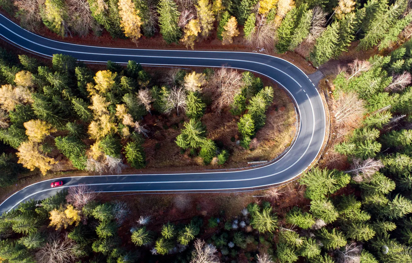 Wallpaper landscape, route, curve, aerial view for mobile and desktop ...