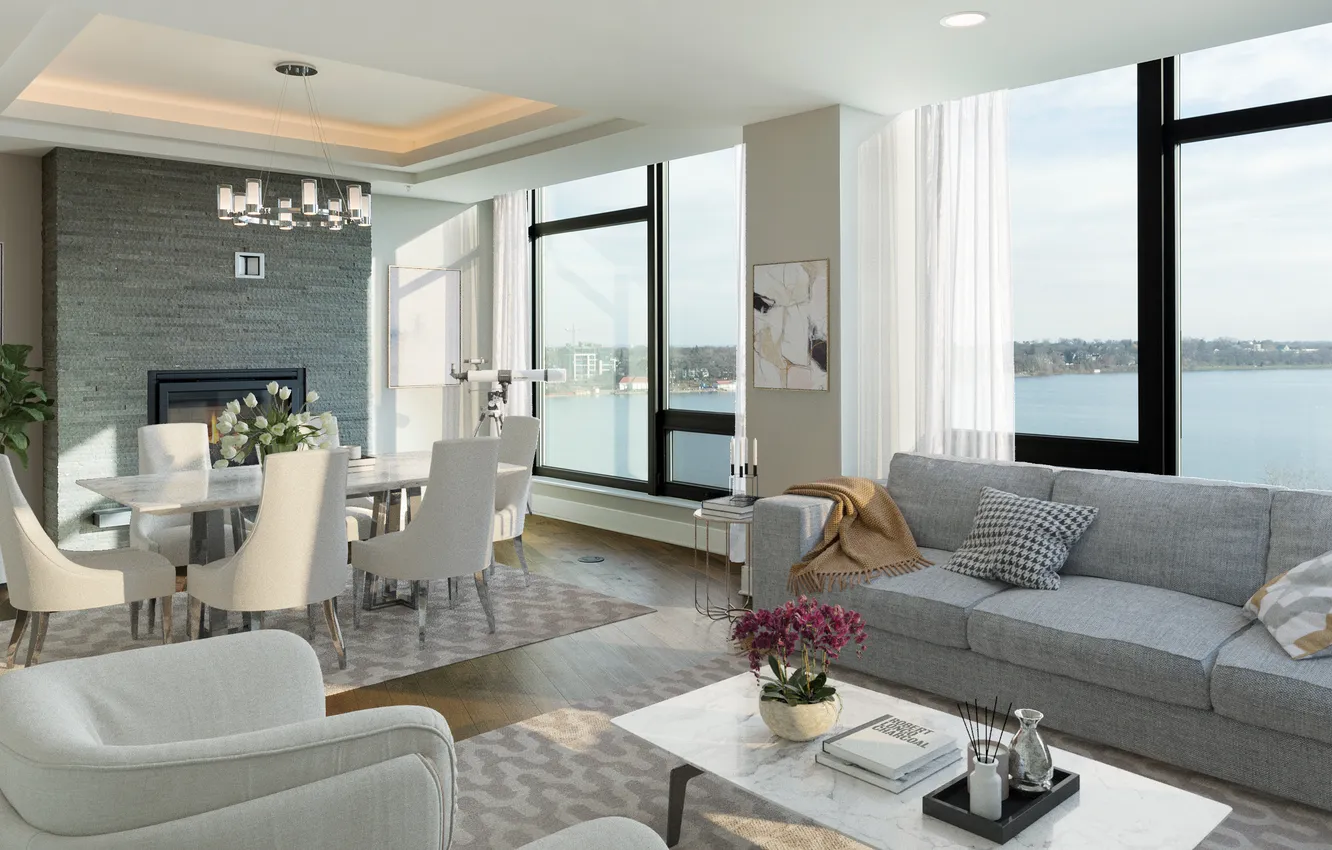 Wallpaper design, style, interior, living room, dining room ...