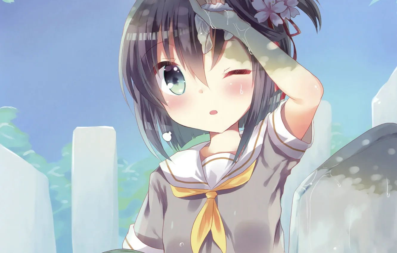 Wallpaper look, girl, a wet rag for mobile and desktop, section арт ...