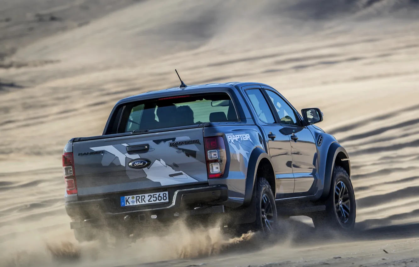 Wallpaper grey, movement, desert, Ford, Raptor, pickup, Ranger, 2019 ...