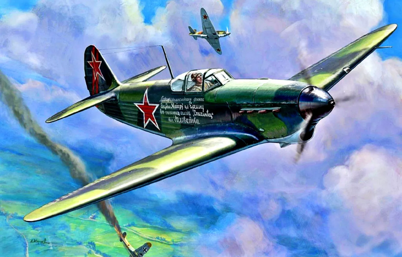 Wallpaper fighter, USSR, WWII, THE RED ARMY AIR FORCE, Engine M-105PF ...