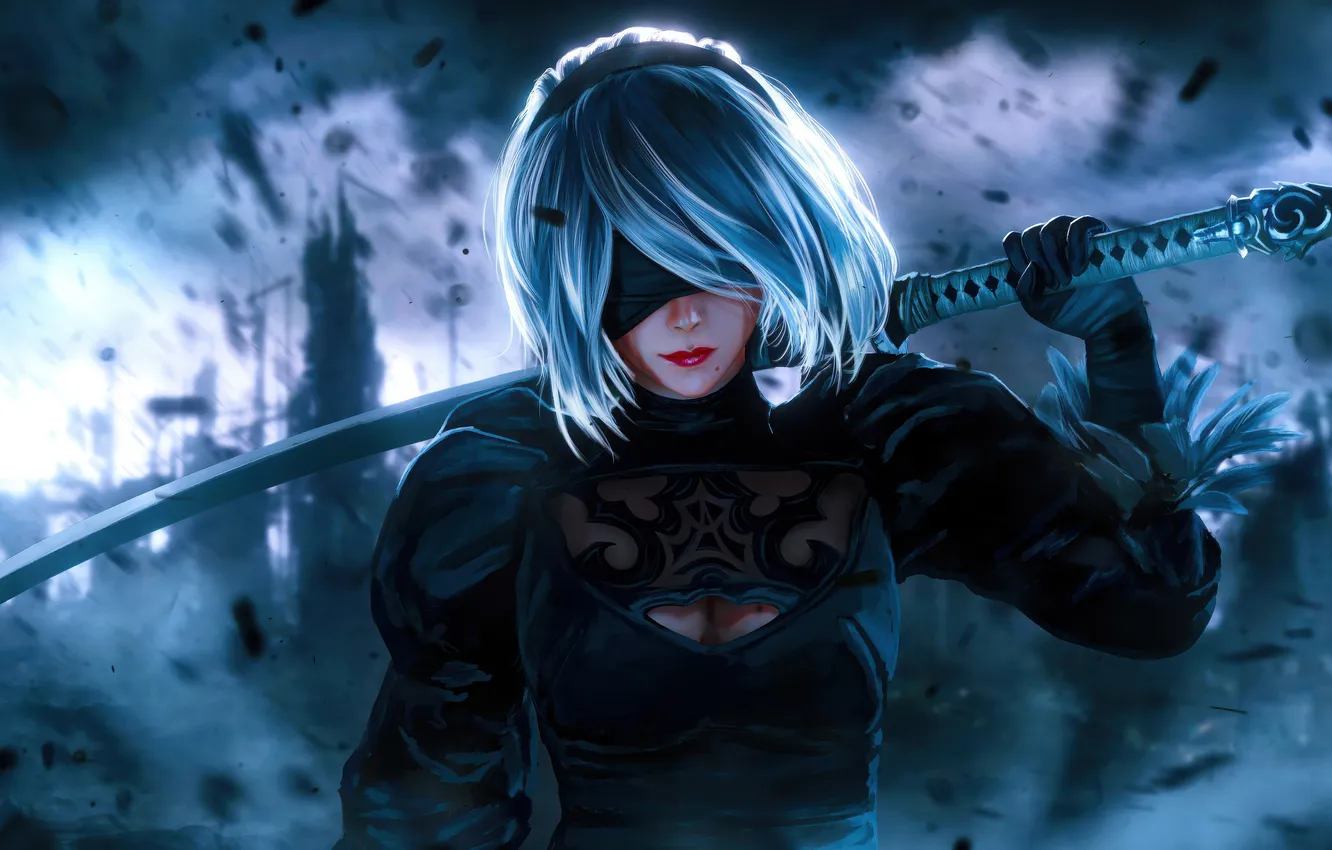 Wallpaper girl, sword, game, chaos, dress, power, katana, nier for ...
