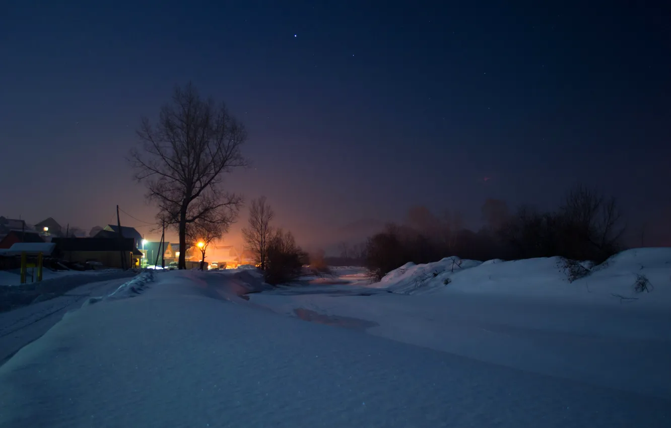 Wallpaper winter, snow, river, night. for mobile and desktop, section ...