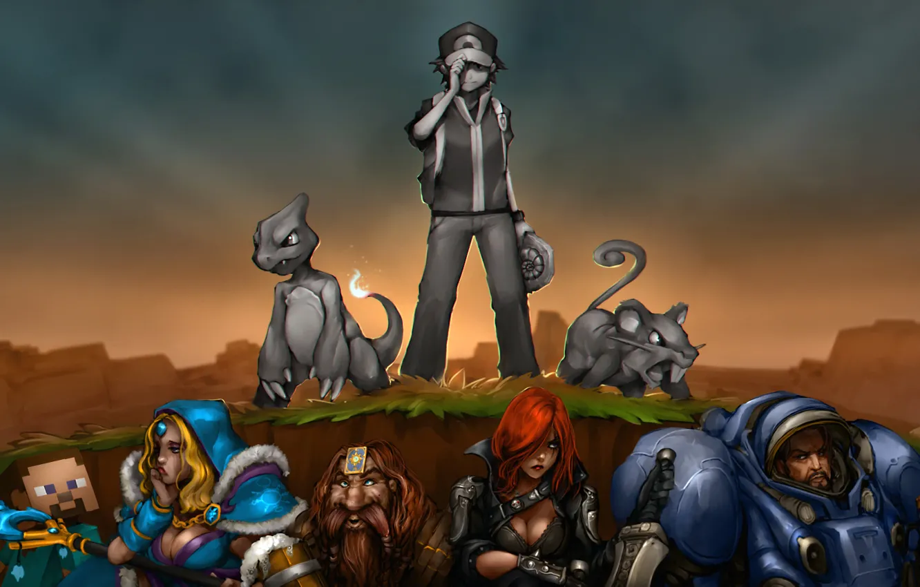 Wallpaper crossover, minecraft, Pokemon, StarCraft, Jim Raynor ...