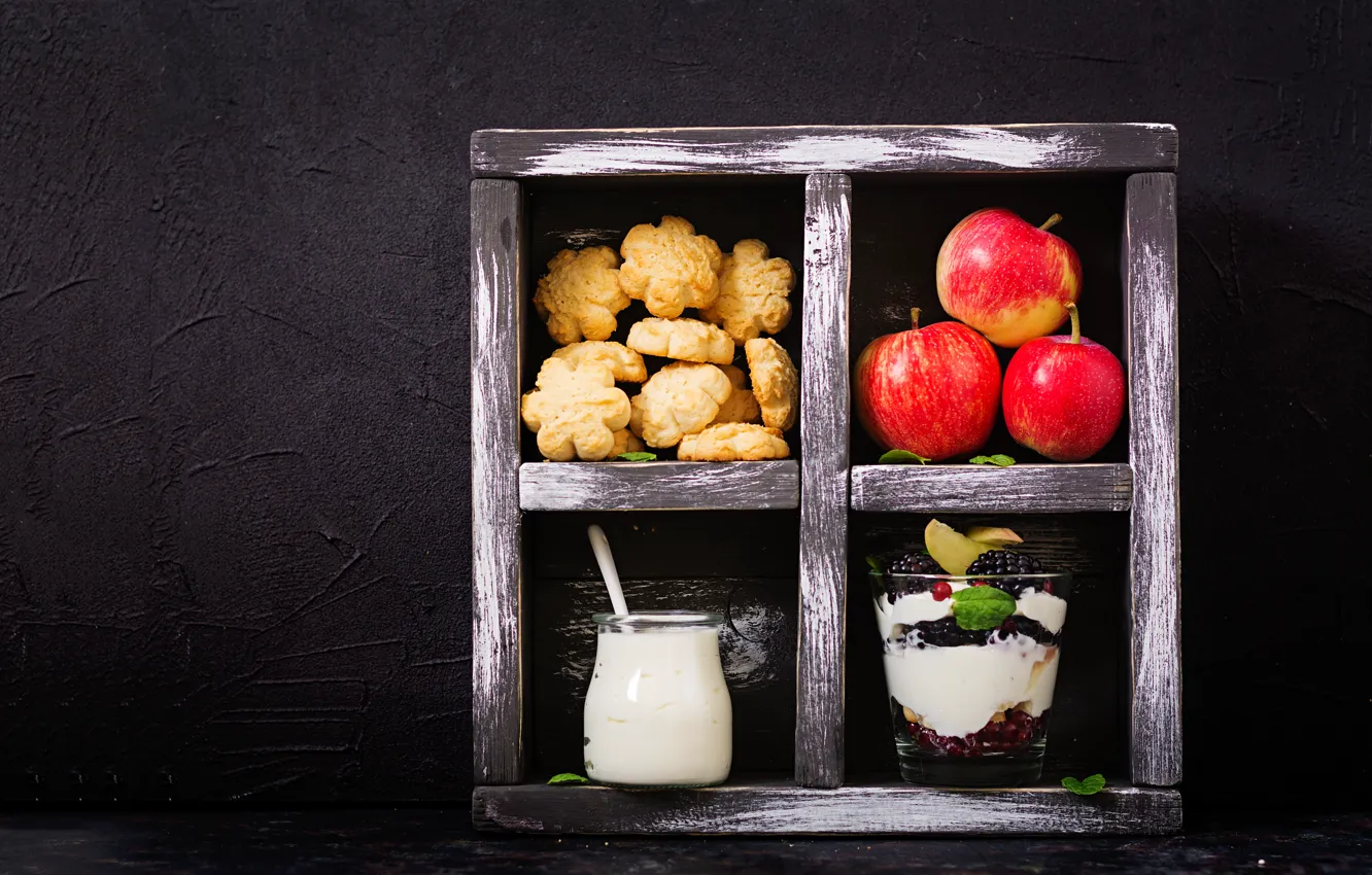 Wallpaper berries, apples, cookies, ice cream, dessert, Timolina for ...