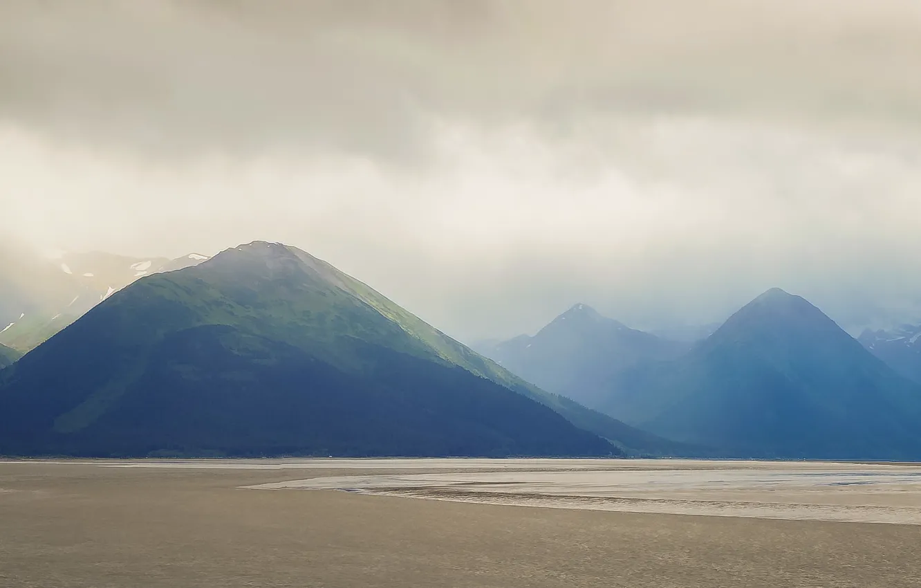 Wallpaper USA, Alaska, United States, mountains, clouds, shore, United ...