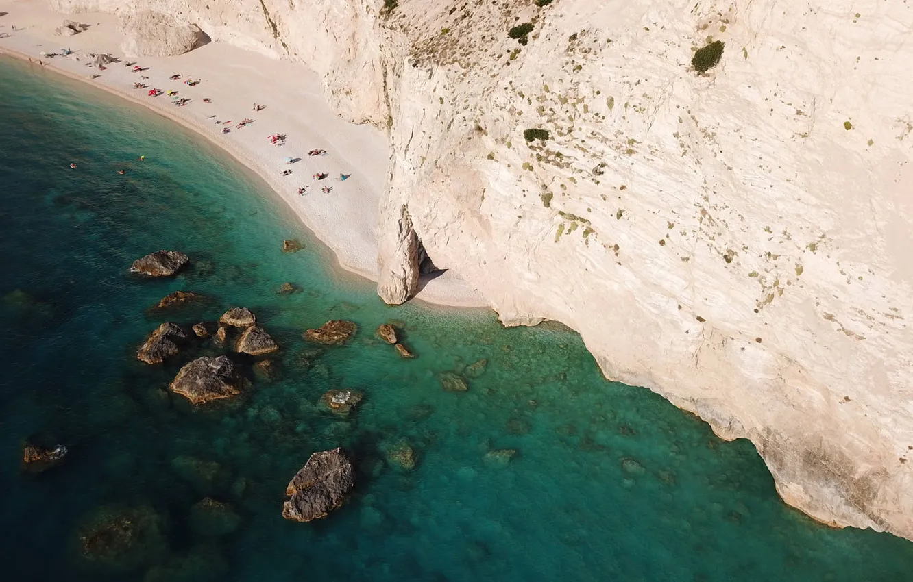Wallpaper sea, beach, stones, rocks, shore, Greece, Lefkada, the for ...