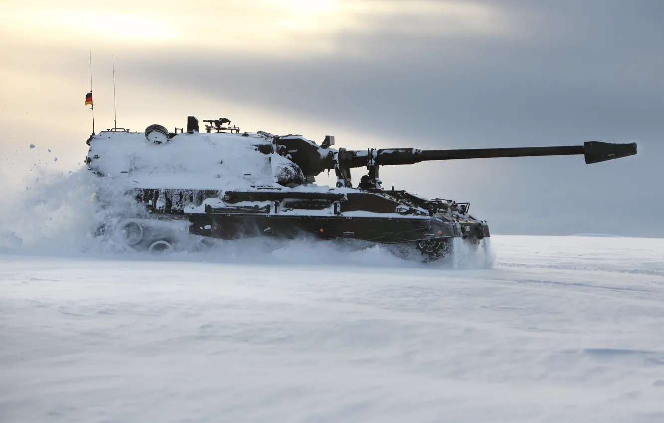 Wallpaper Winter, Germany, Snow, Winter, SAU, Panzer howitzer 2000 ...