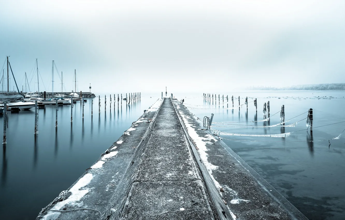 Wallpaper winter, fog, Marina for mobile and desktop, section природа ...