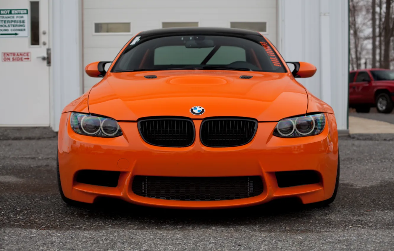 Wallpaper Orange, E92, M3, Front view for mobile and desktop, section ...