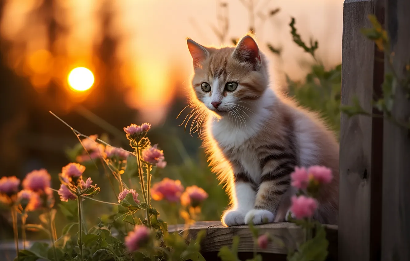 Wallpaper cat, look, nature, red, kitty, face, AI art, neural network ...