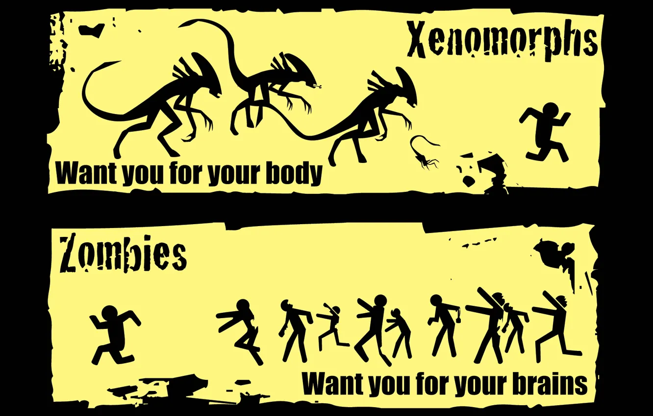 Wallpaper zombie, black, yellow, alien for mobile and desktop, section ...