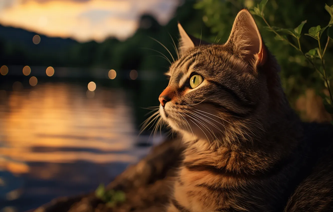 Wallpaper cat, cat, look, pose, face, AI art, neural network for mobile ...